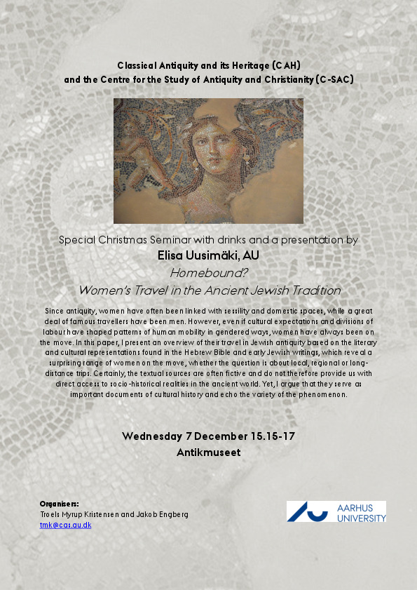 Special Christmas Seminar: 'Women's Travel in the Ancient Jewish Tradition'